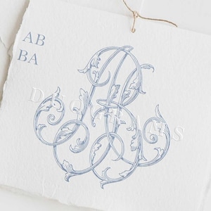 AB BA Vintage Wedding Monogram Logo Design A B Two Letter Monogram B A ...