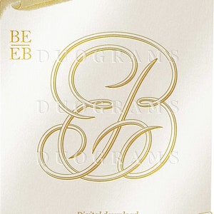 Elegant Wedding Monogram BE or EB, 2 Letter Monogram Logo Design ...