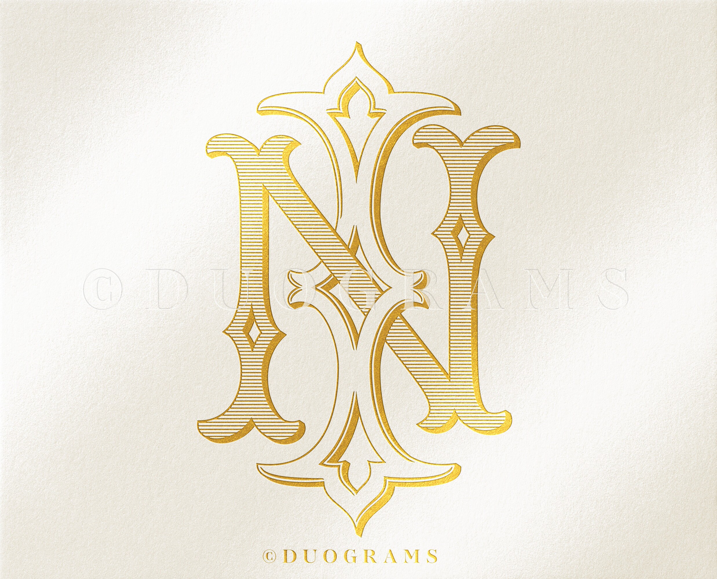 Vintage Wedding Monogram Logo NI IN Duogram I N Intertwined | Etsy