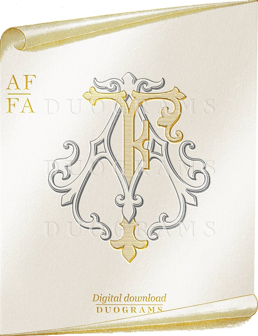 Vintage Monogram Logo Design AF FA Monogram Wreath SVG Digital Download ...