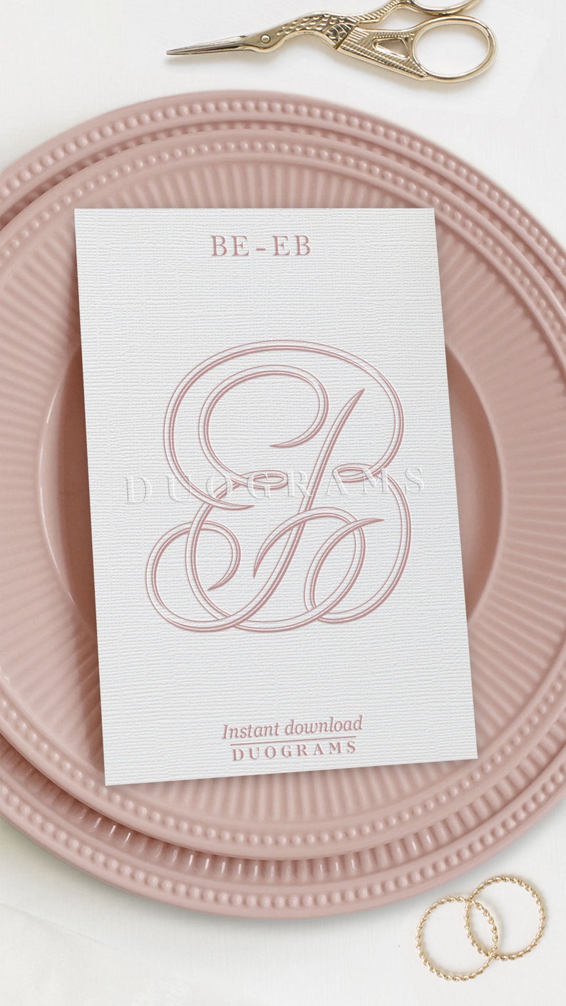 Elegant Wedding Monogram BE or EB, 2 Letter Monogram Logo Design ...