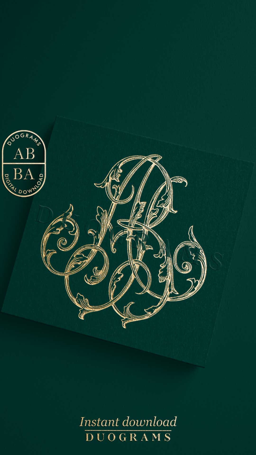 AB BA Vintage Wedding Monogram Logo Design A B Two Letter Monogram B A ...