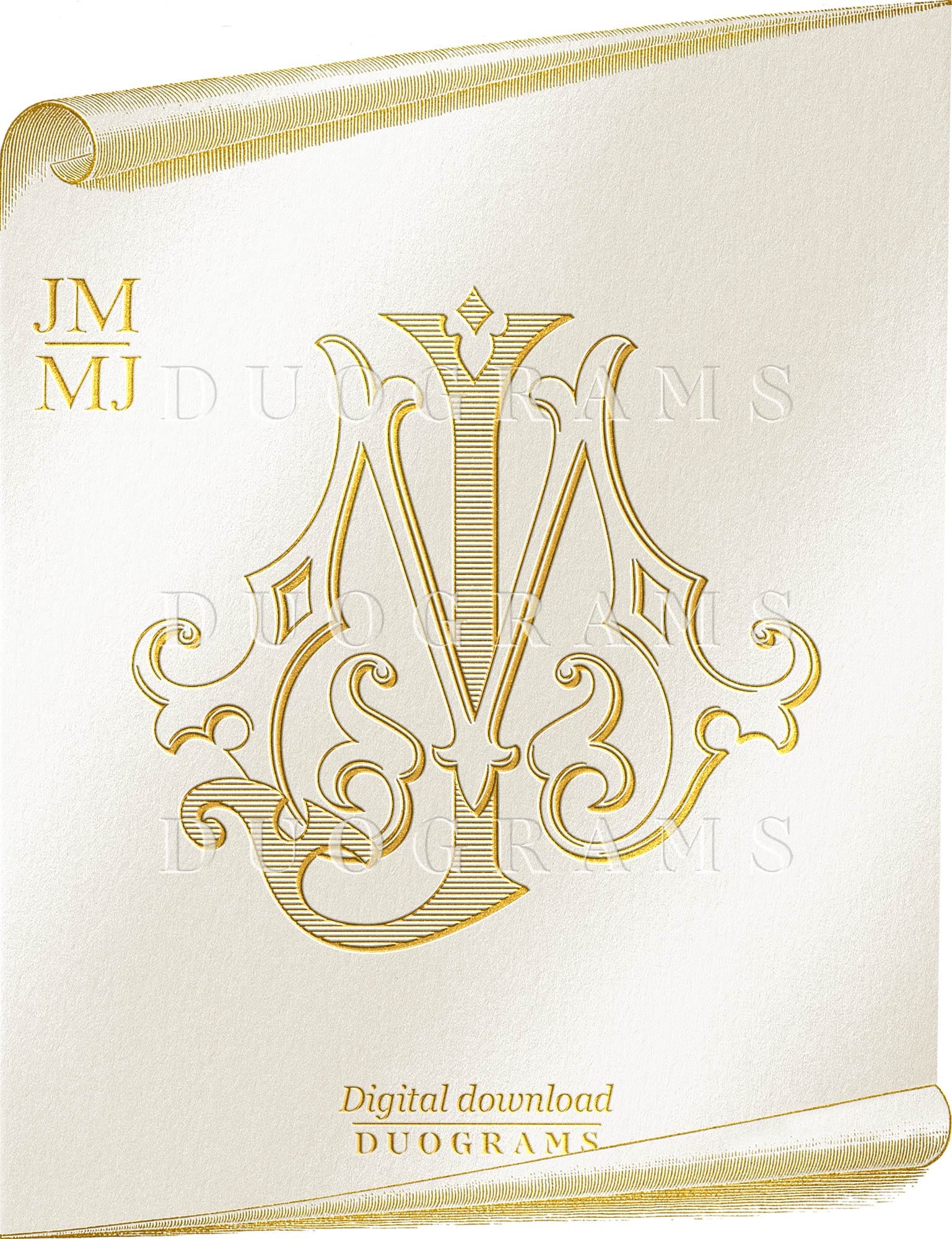 JM MJ Wedding Monogram Logo Designs SVG 2-letter Monogram J M Digital ...