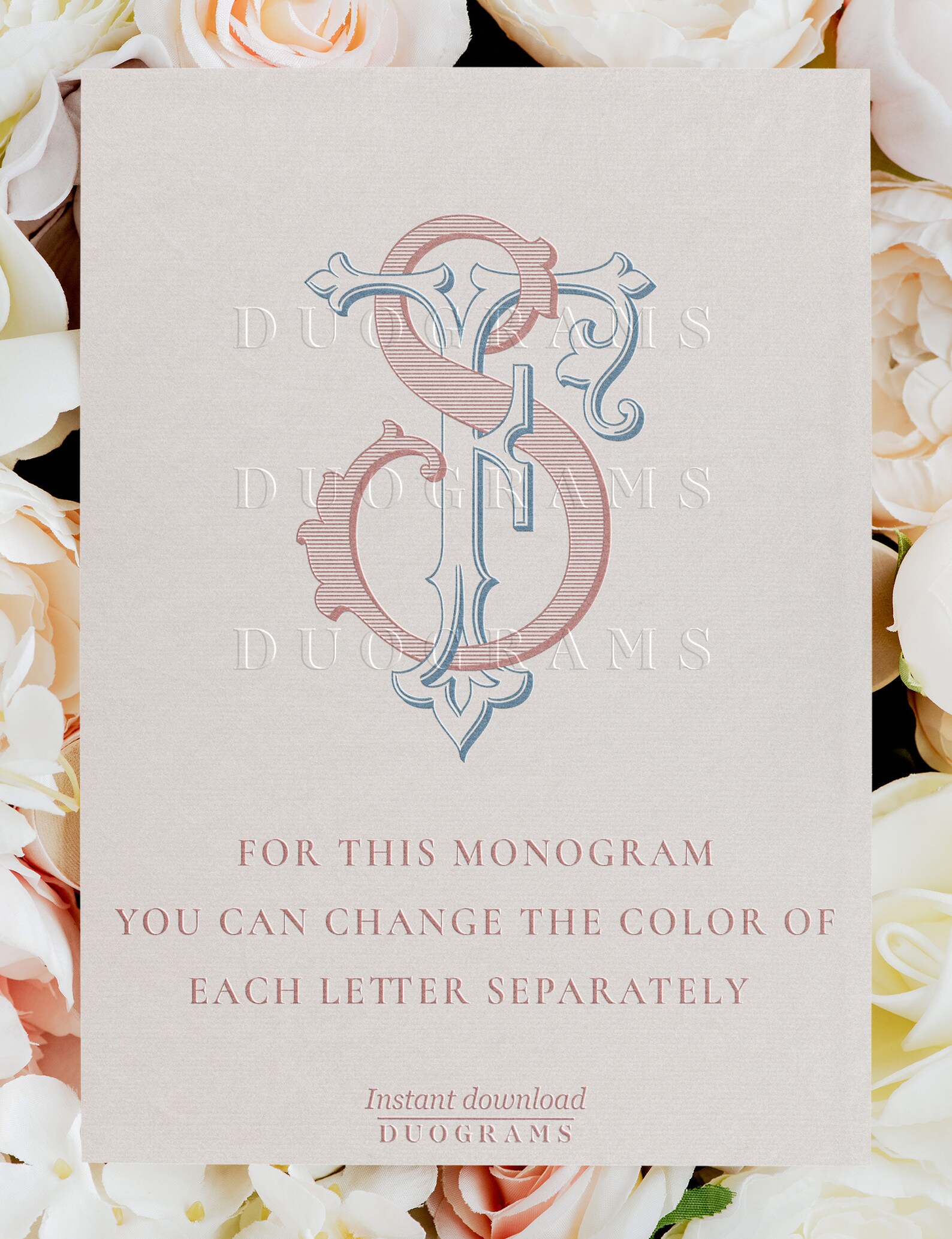 Vintage Wedding Monogram Logo FS SF Duogram F S Intertwined Monogram ...