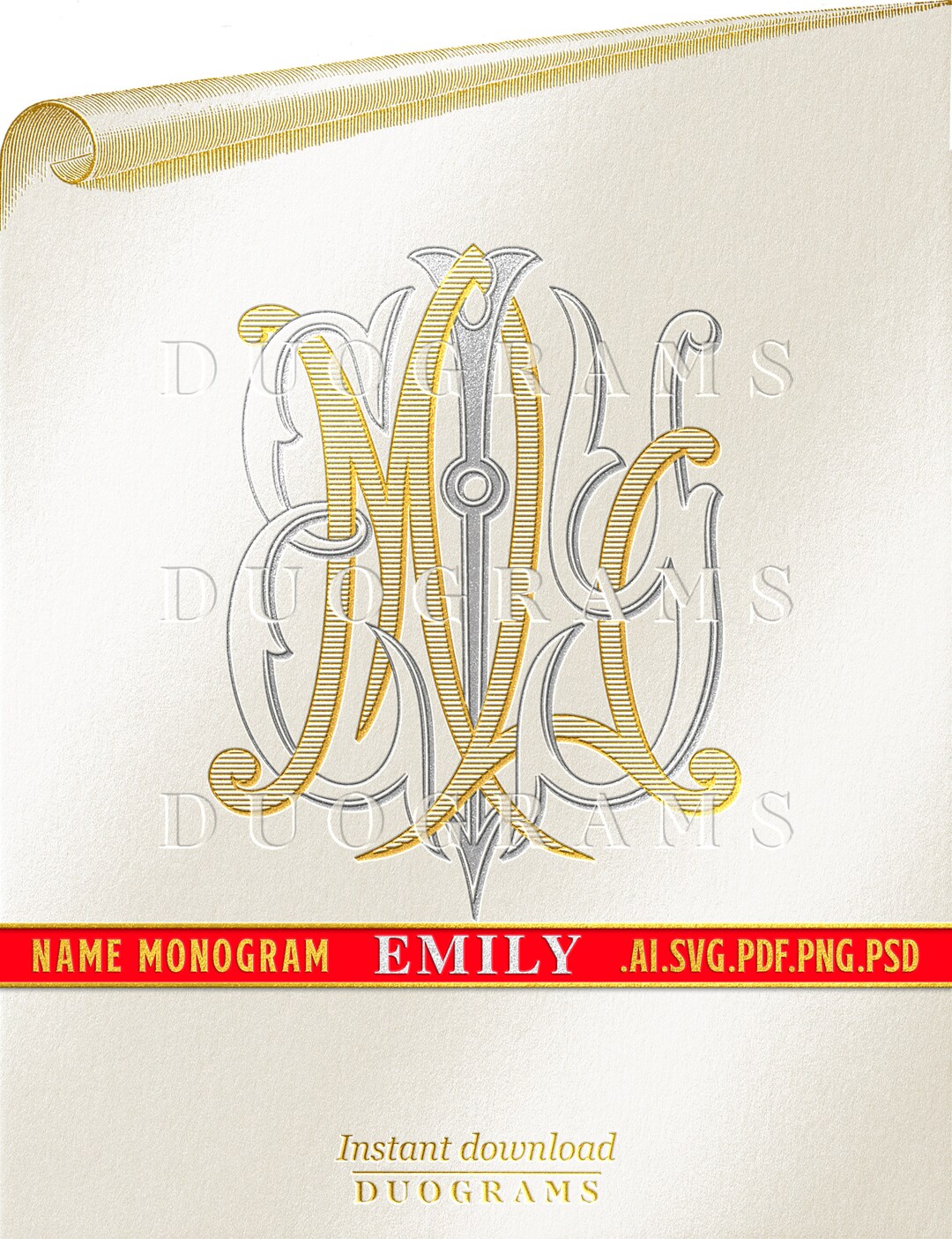 EMILY Name Monogram Logo, 5 Letter Monogram, Custom Name, Personalized ...