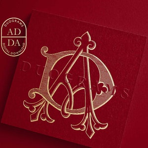 Vintage Monogram Logo AD or DA Two Letter Monogram Design A D Wedding ...