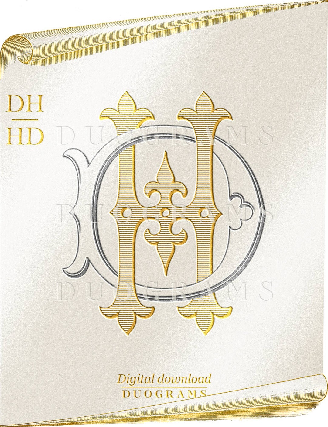 Wedding Monogram Logo Design DH HD Monogram Wreath SVG Digital Download ...