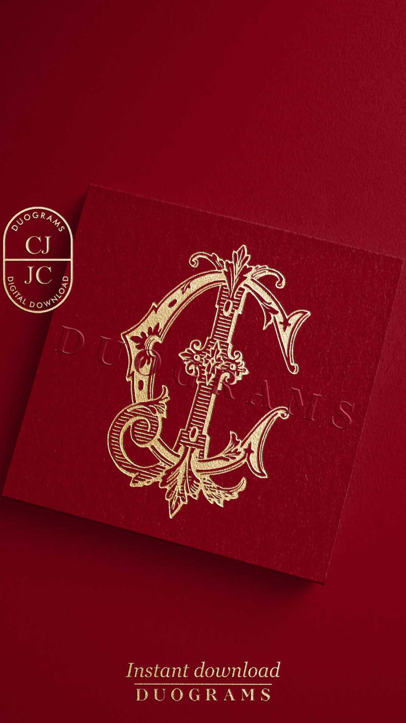 CJ JC Vintage Wedding Monogram Logo Design SVG Two Letters Monogram C J ...