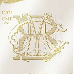 3 Letter Wedding Monogram CMB or BCM or MCB Interlocking Monogram Logo ...