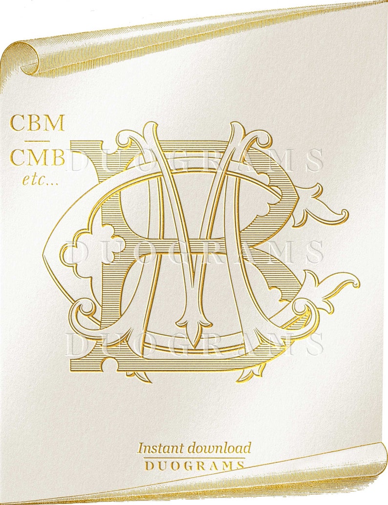 3 Letter Wedding Monogram CMB or BCM or MCB Interlocking Monogram Logo ...