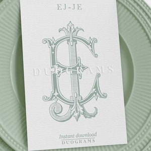 EJ JE Wedding Monogram Logo Design SVG 2-letter Monogram E J Digital ...