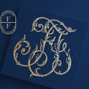 FF Vintage Wedding Monogram Logo Design 2-letter Monogram F F Digital ...