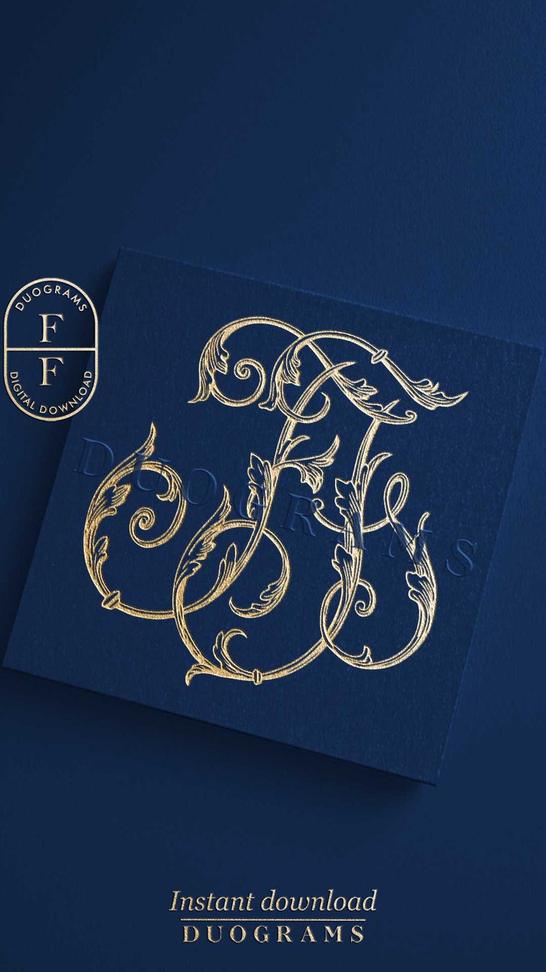 FF Vintage Wedding Monogram Logo Design 2-letter Monogram F F Digital ...