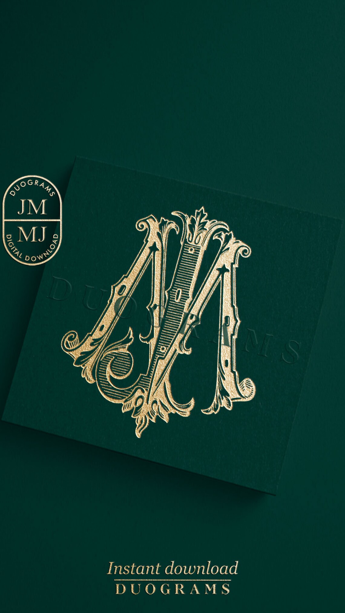 Wedding Monogram Logo JM or MJ Two Letter Monogram Design J M ...