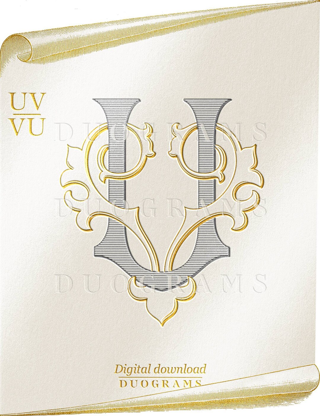 UV VU Wedding Monogram Logo Design U V V U Two Letter Monogram Initials ...