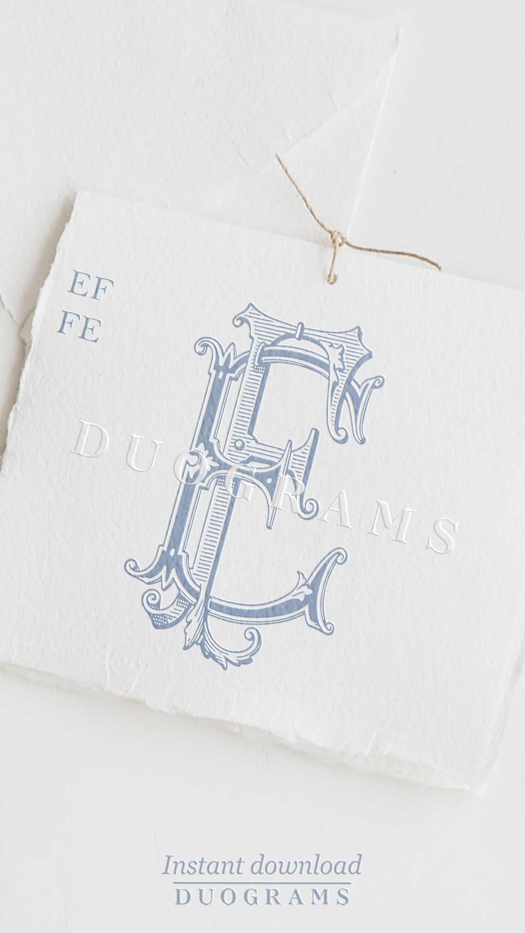 Wedding Monogram Logo EF or FE Duogram E F Vintage Monogram Design SVG ...