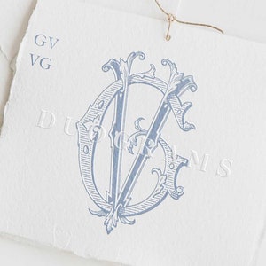 Wedding Logo Design GV or VG Two Letter Monogram G V Interlocking ...