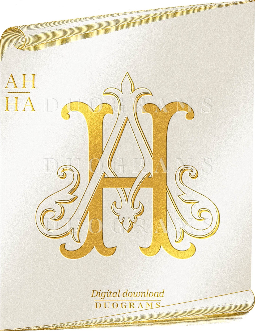 Vintage Monogram Logo Design AH HA Monogram Wreath SVG Digital - Etsy