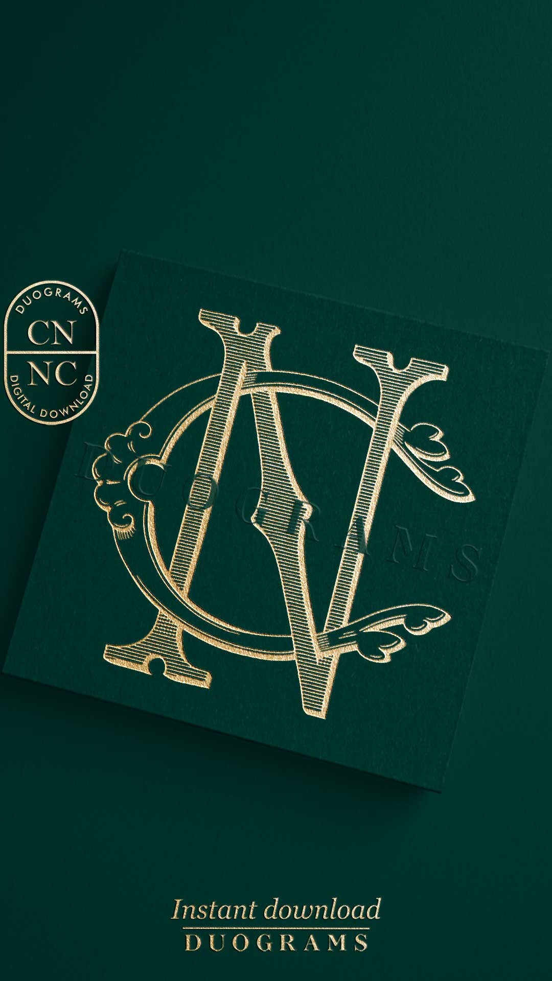Wedding Monogram Logo Designs CN or NC Two Letter Interlocking Monogram ...