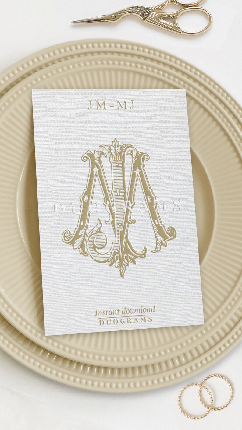 Wedding Monogram Logo JM or MJ Two Letter Monogram Design J M ...