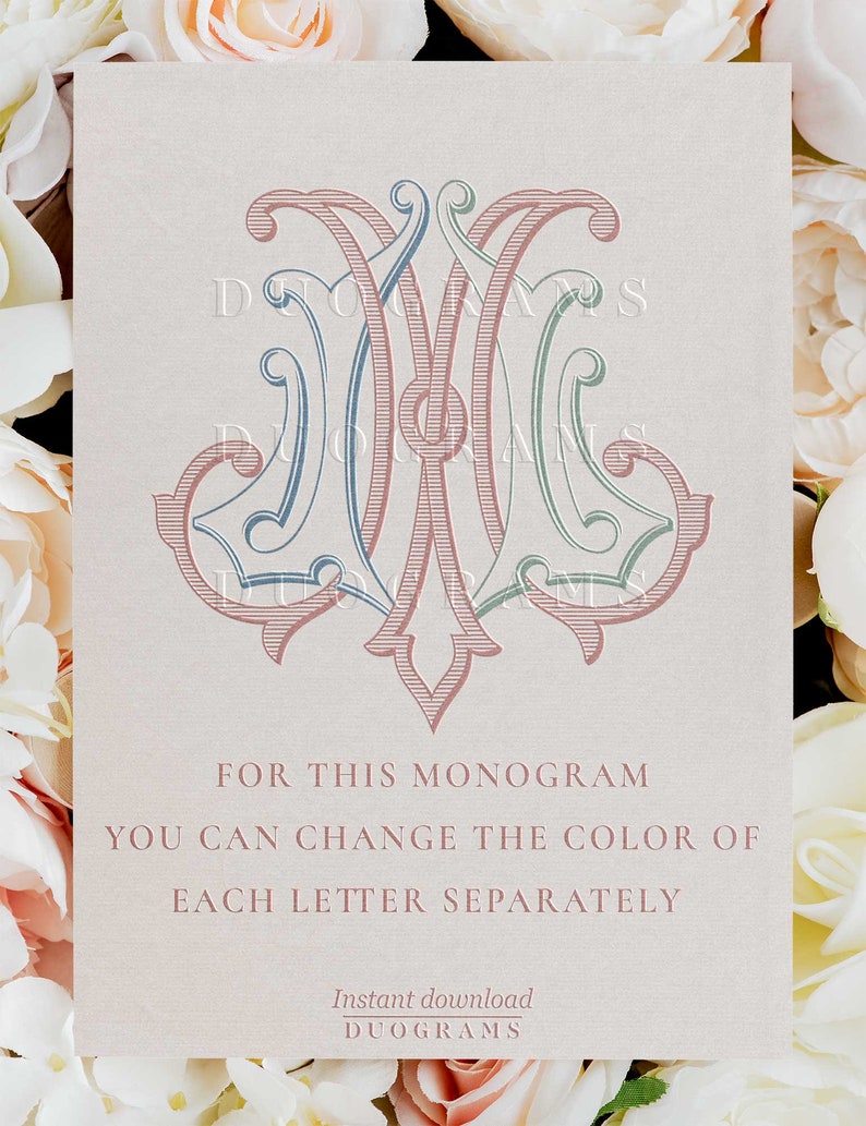3 Letter Wedding Monogram Logo Designs JLM JML LJM Etc - Etsy