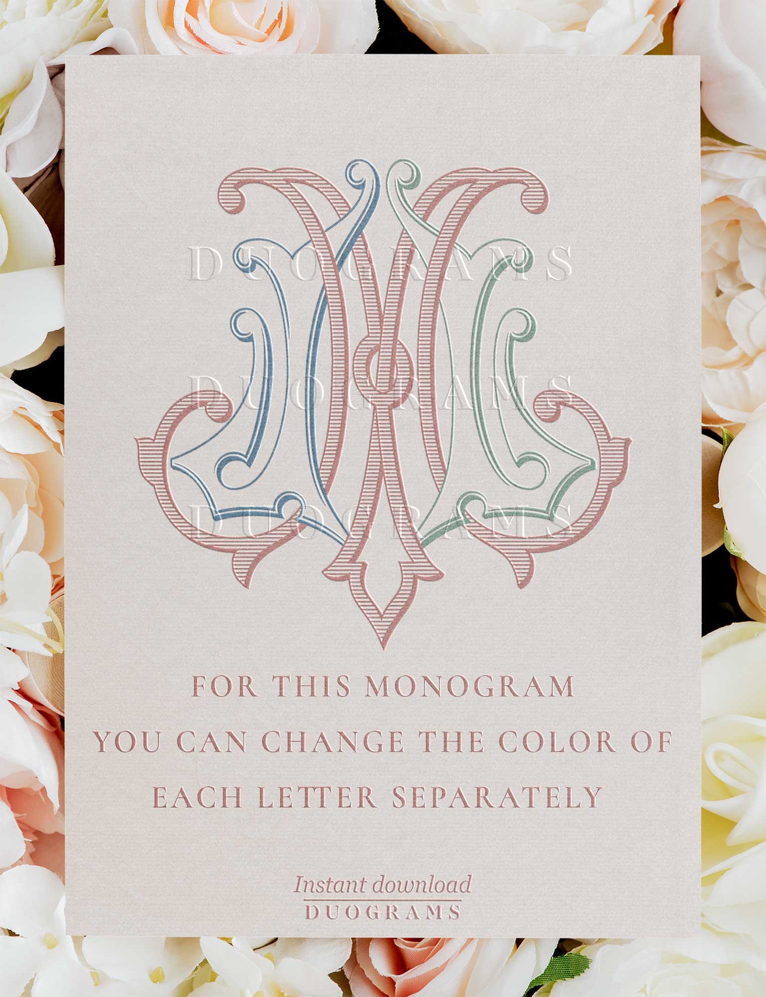 3 Letter Wedding Monogram Logo Designs JLM JML LJM Etc - Etsy