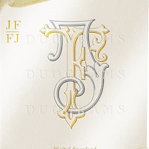 Vintage Monogram Logo Design JF FJ Monogram Wreath SVG Digital Download ...