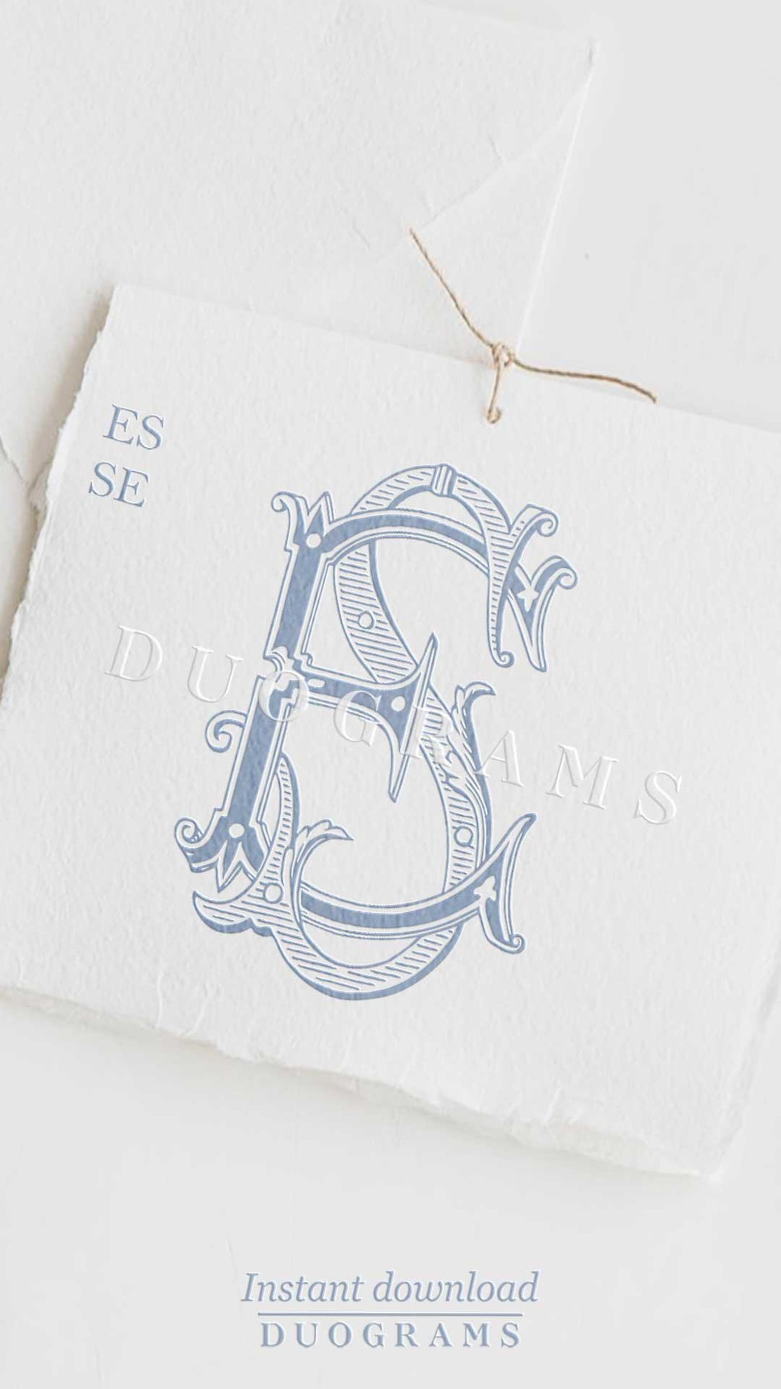 ES SE Vintage Wedding Monogram Logo Design SVG Two Letter Monogram E S ...