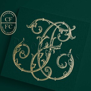 CF FC Vintage Wedding Monogram Logo Design F C Digital Download 2 ...