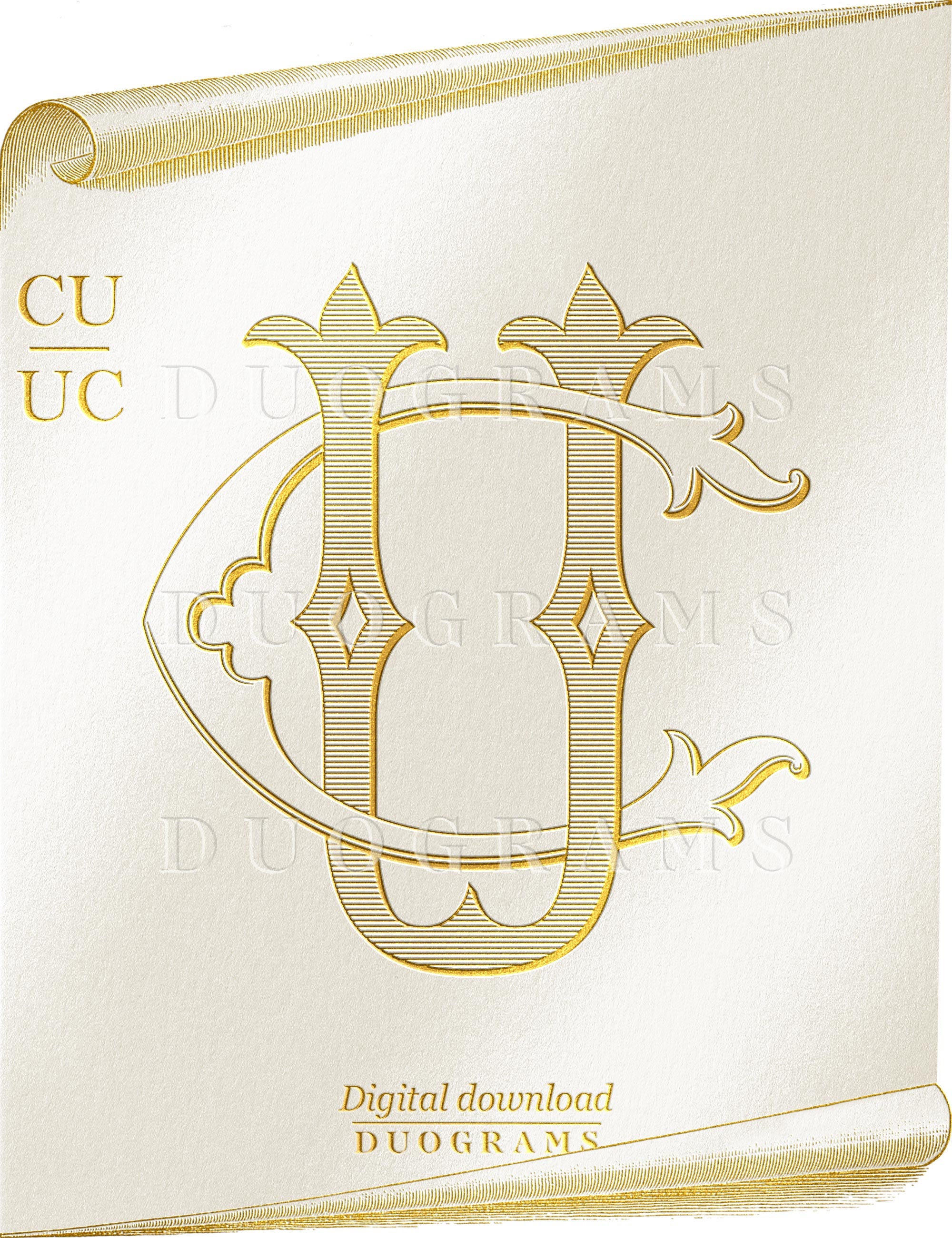 Vintage Monogram CU UC Digital Download - Etsy