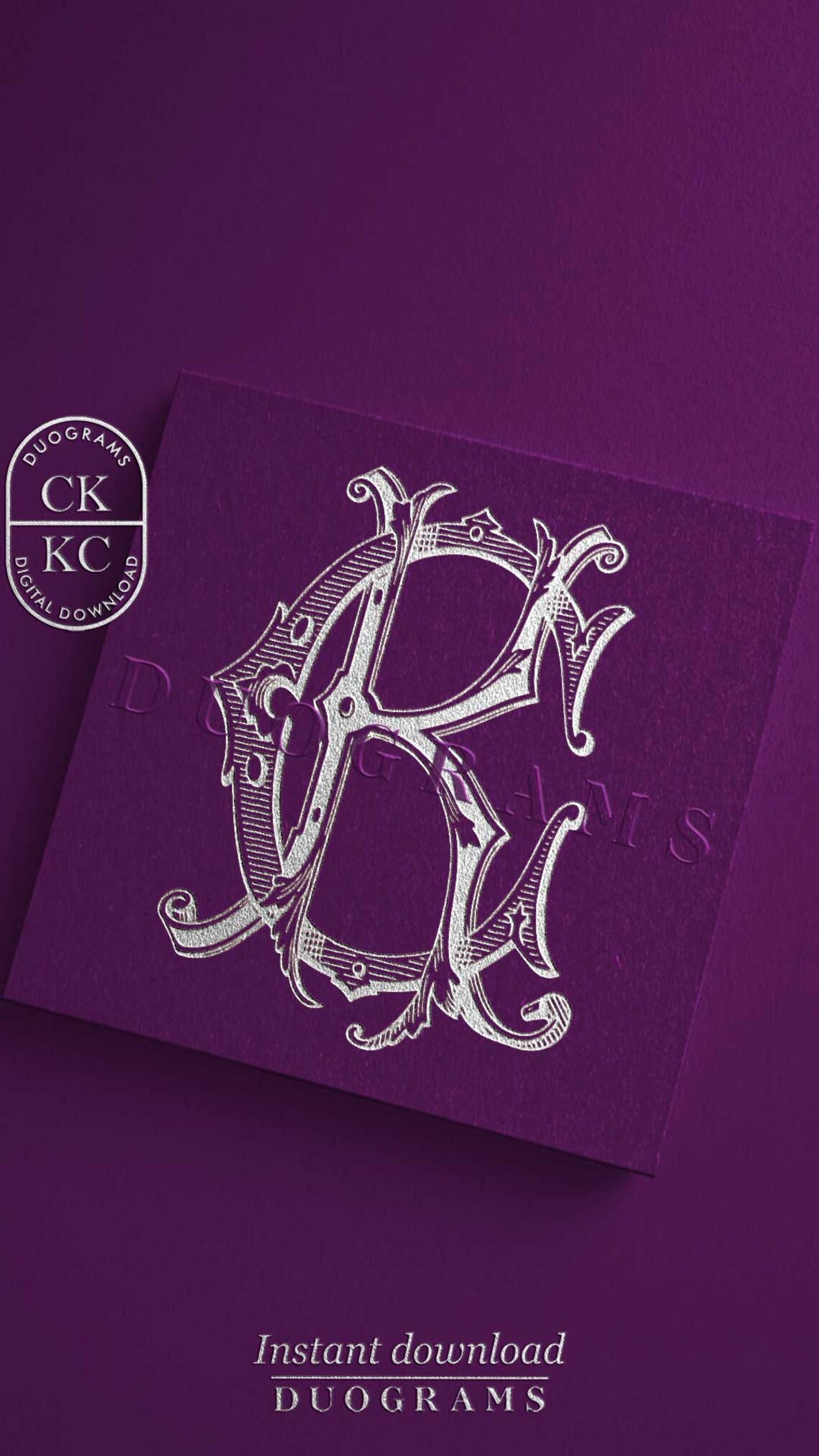 Vintage Monogram Logo CK or KC Two Letter Monogram Design C K Wedding ...