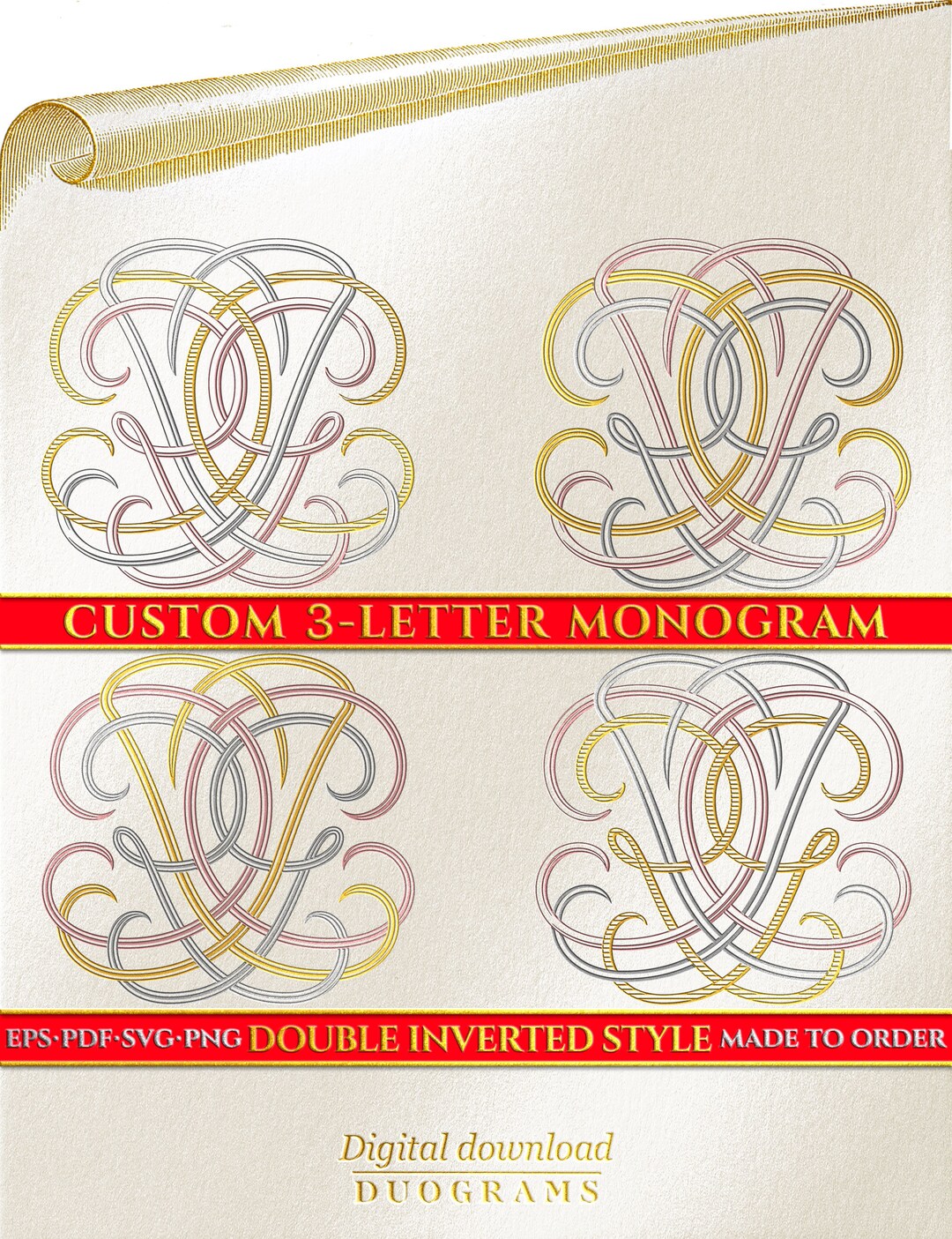Personalized 3-letter Monogram Logo | Custom Wedding Monogram Designs ...