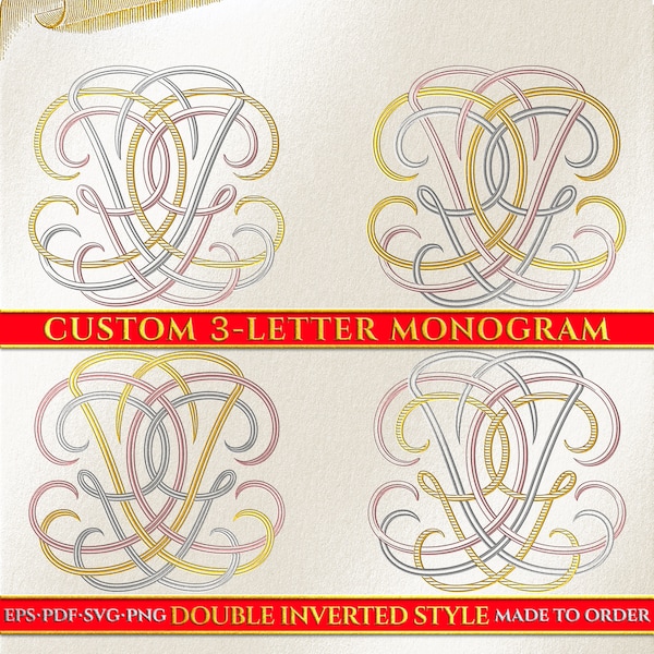 3 Letter Monogram - Etsy