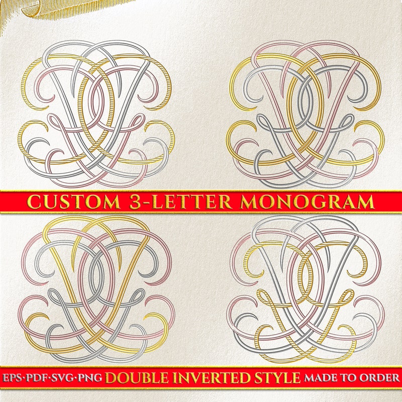 3 Letter Monogram - Etsy