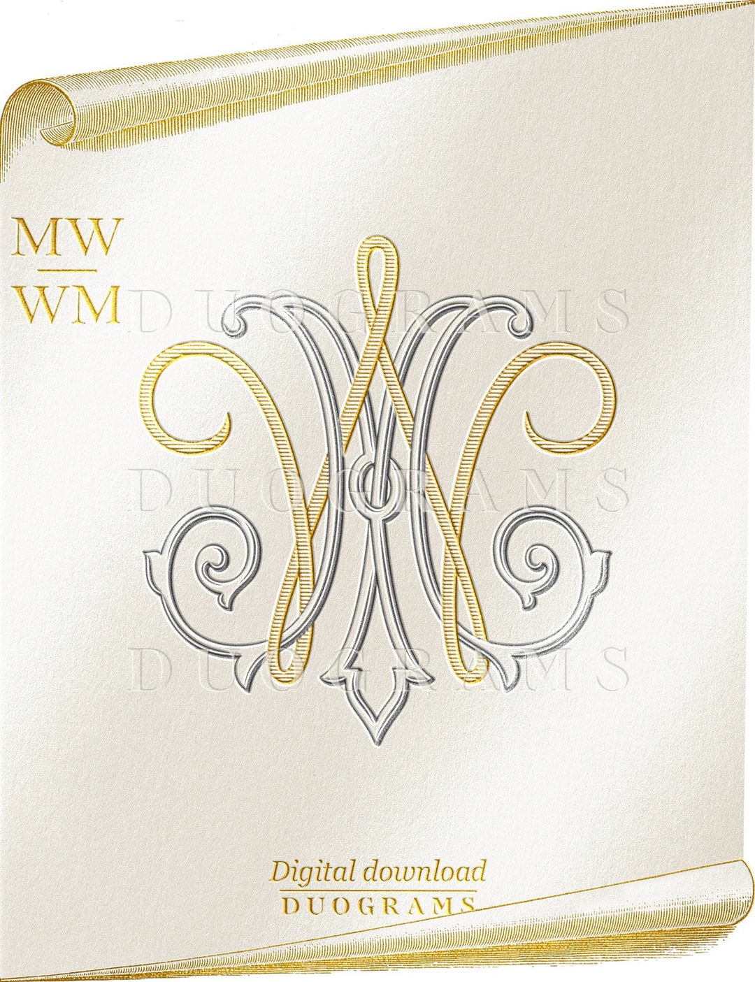Wedding Monogram Logo Design MW WM Monogram Wreath SVG - Etsy