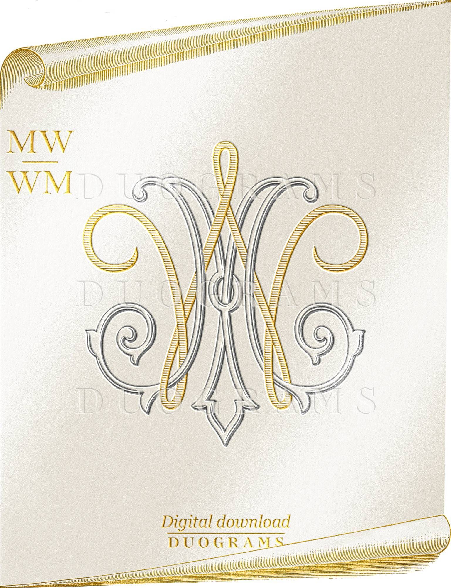 Wedding Monogram Logo Design MW WM Monogram Wreath SVG - Etsy