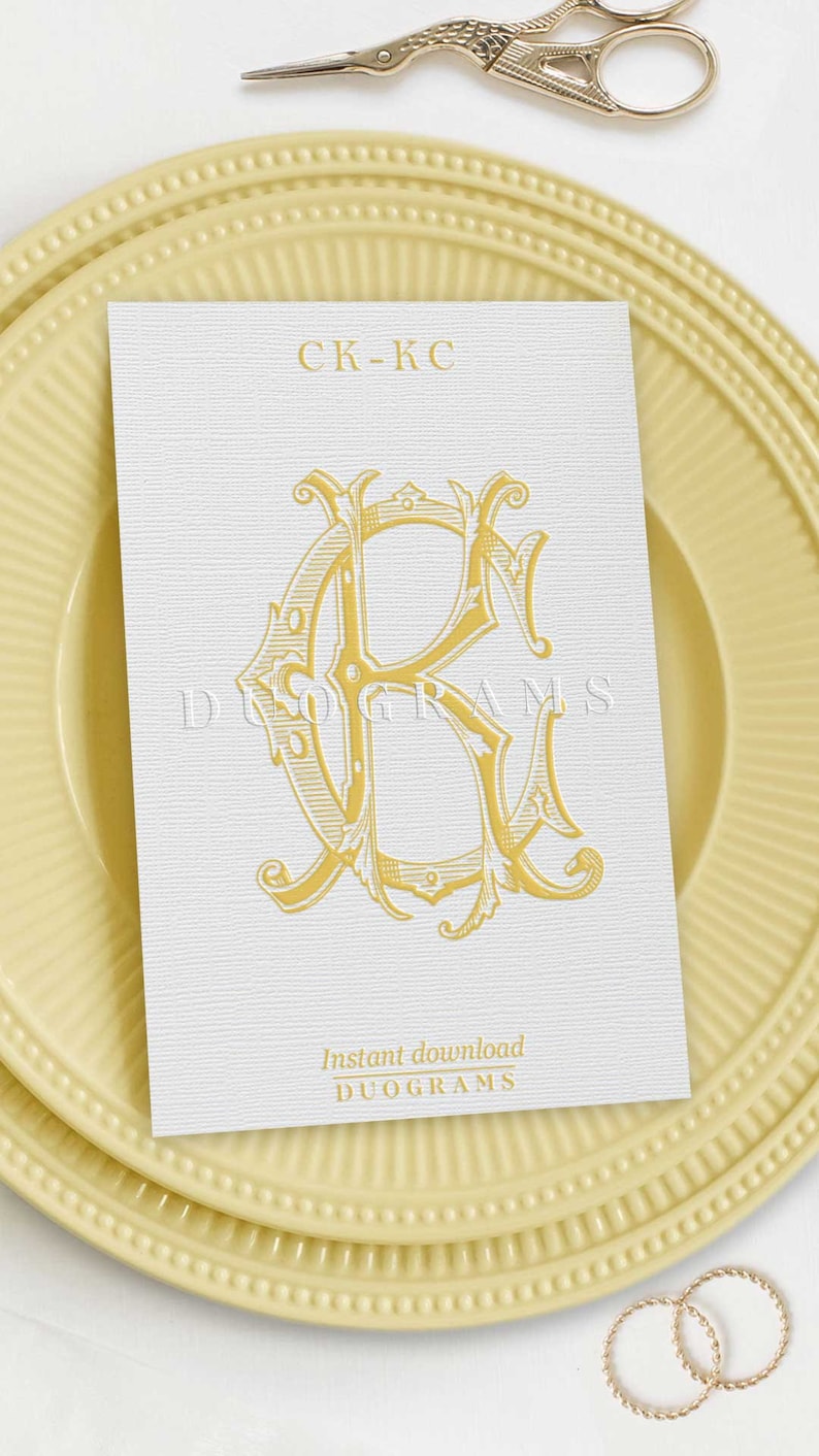 Vintage Monogram Logo CK or KC Two Letter Monogram Design C K Wedding ...