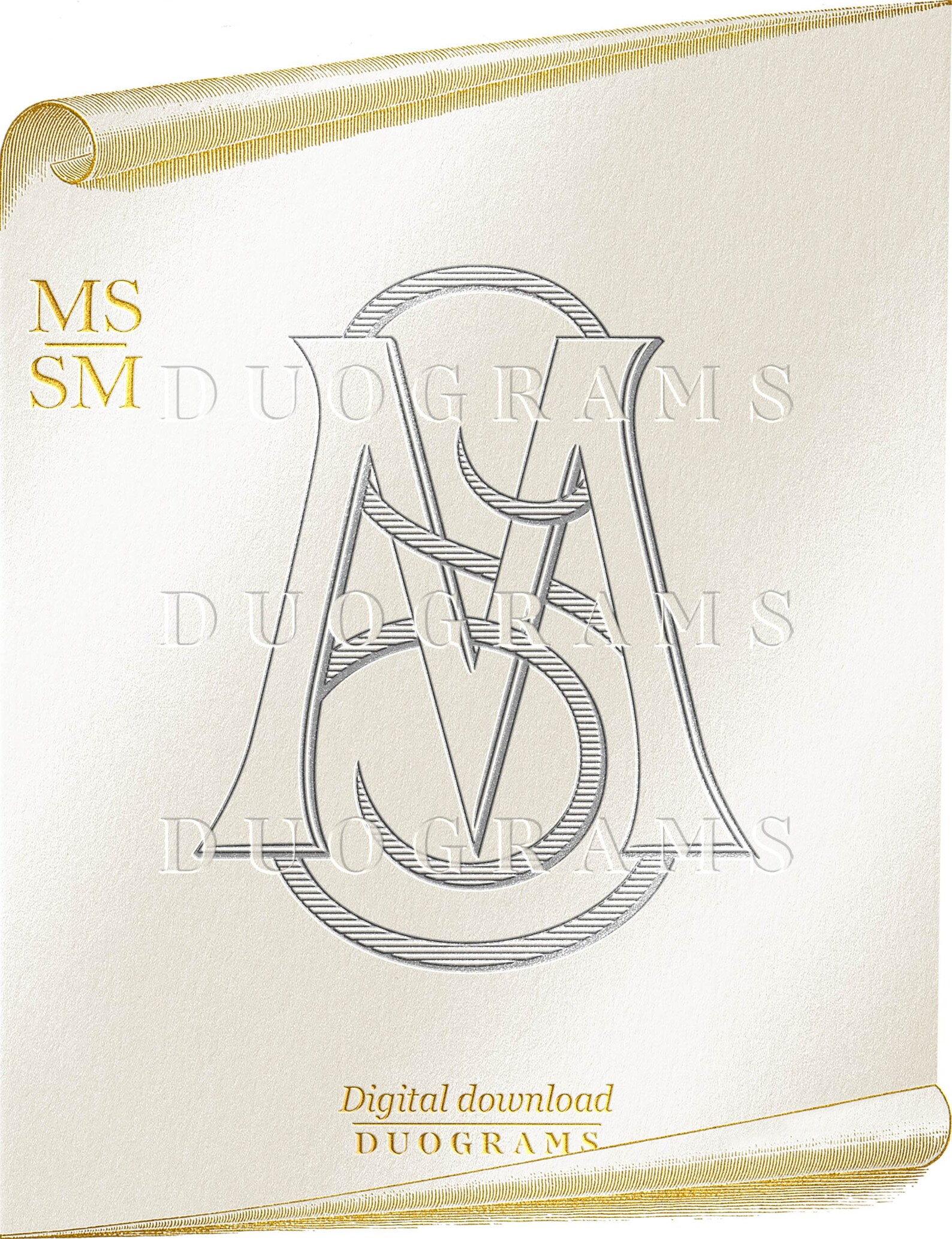 2 Letter Monogram MS or SM Wedding Monogram Logo Design M S Wedding ...