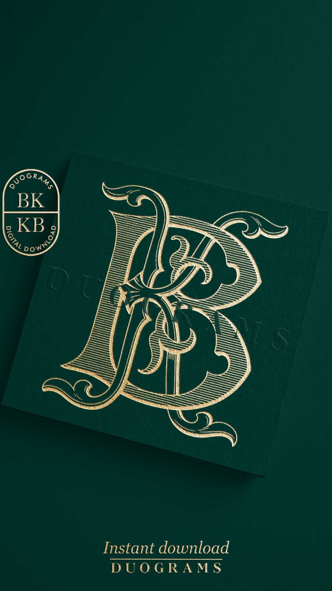 Interlocking Vintage Monogram BK or KB Two Letter Monogram Logo Design ...