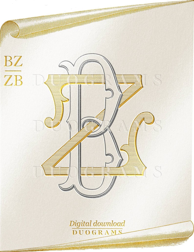 BZ Vintage Wedding Monogram Logo ZB Instant Download - Etsy