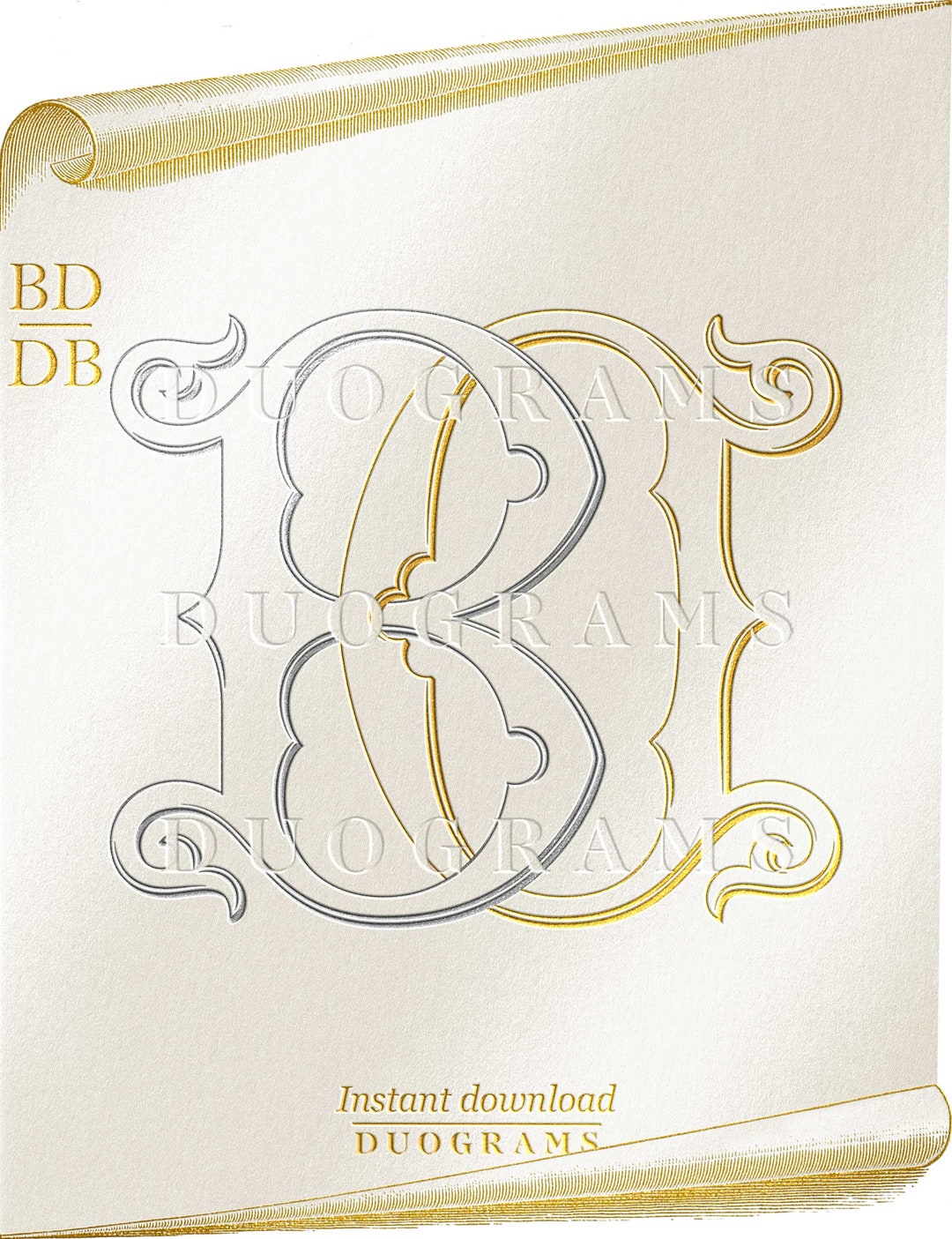2-letter Monogram BD or DB Wedding Monogram Logo Design B D Duogram D B ...