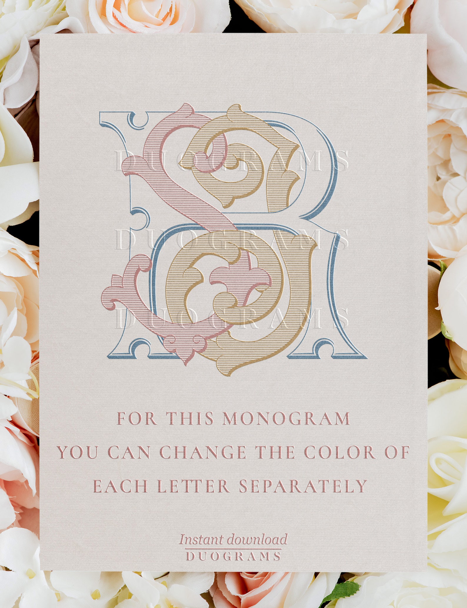 Wedding Monogram Logo S R J 3 Letter Monogram Digital - Etsy