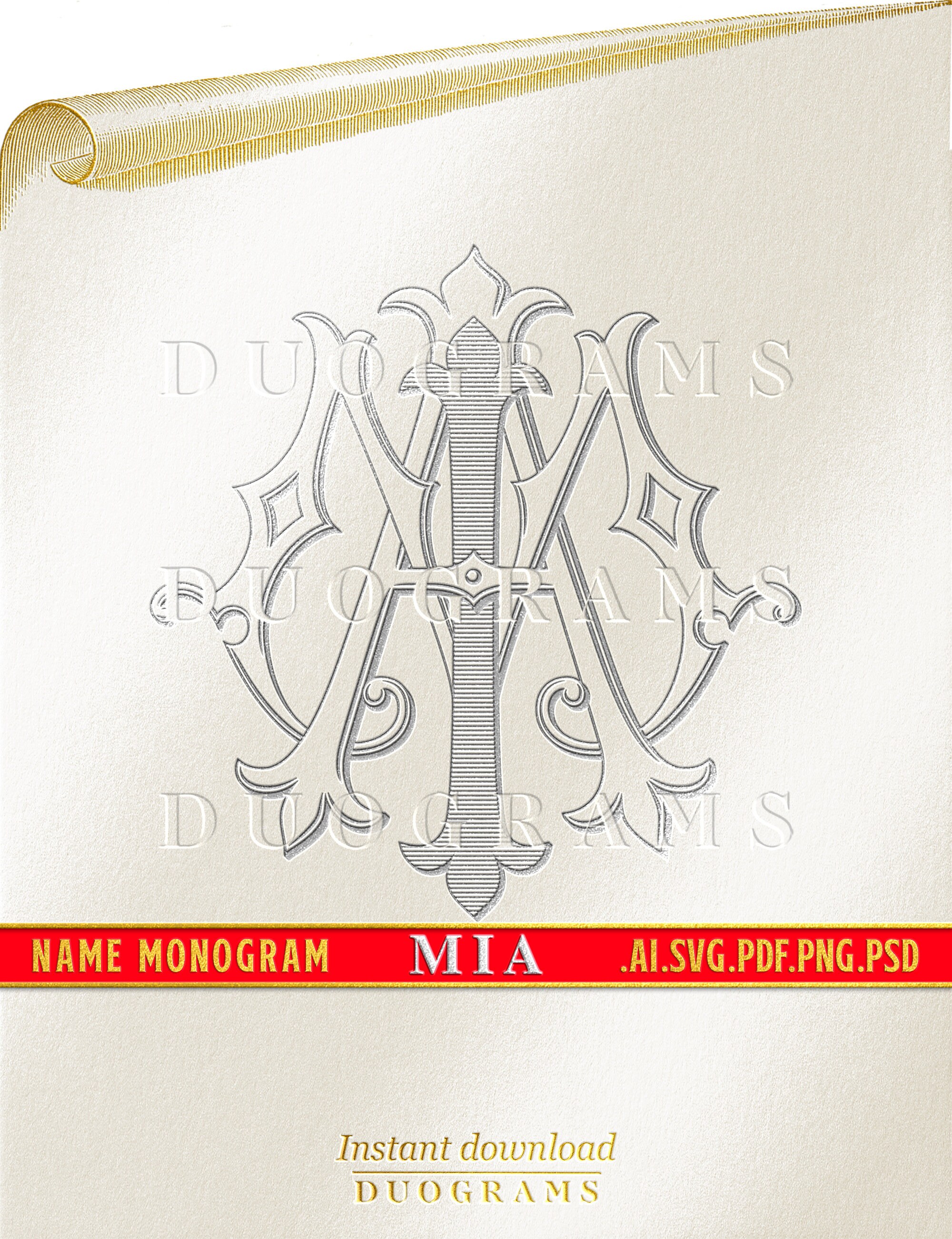 MIA Name Monogram Logo, 3 Letter Monogram, Personalized Gift , SVG ...