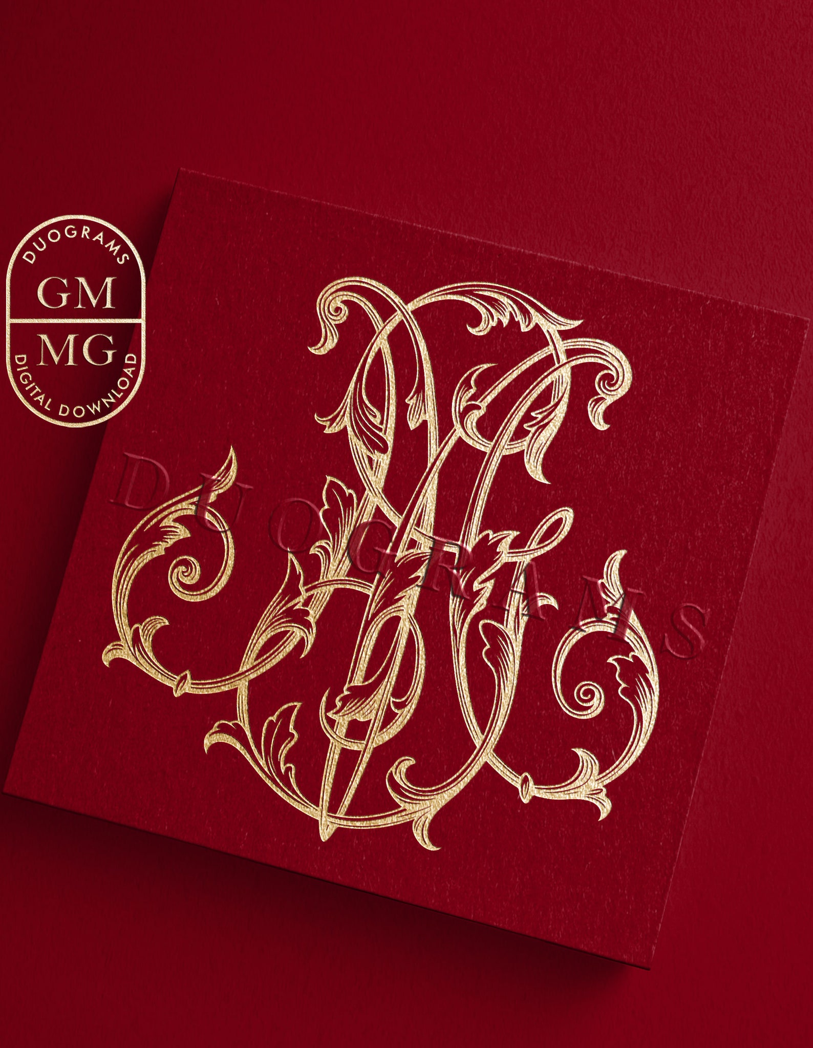 Wedding Monogram GM or MG Two Letter Initials Logo Design SVG | Instant ...