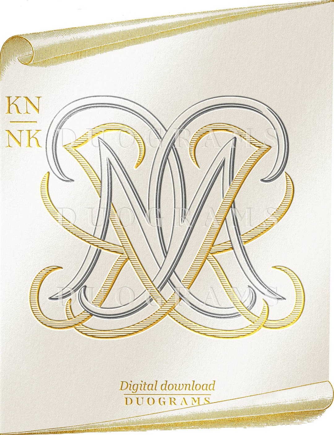 Wedding Monogram KN NK Monogram SVG - Etsy
