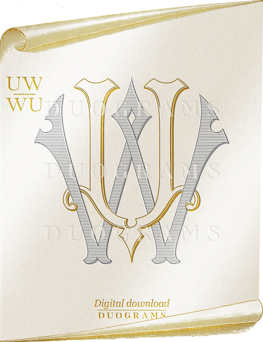 UW WU Wedding Monogram Logo Design U W W U Two Letter Monogram Initials ...