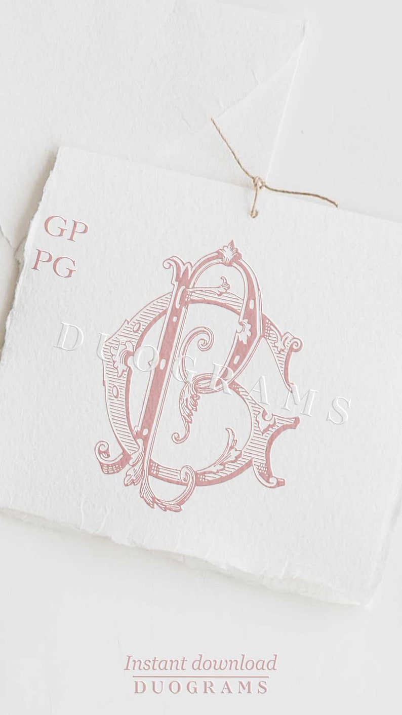 GP PG Vintage Wedding Monogram Logo Design G P Two Letter Monogram P G ...