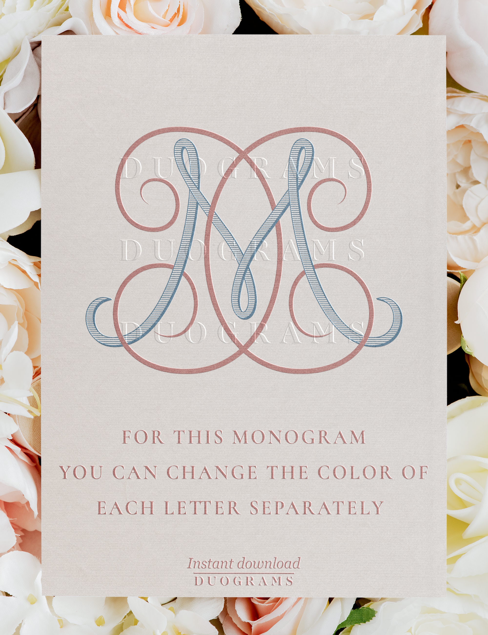Vintage Monogram Logo Design CM MC Monogram Wreath SVG Digital Download ...