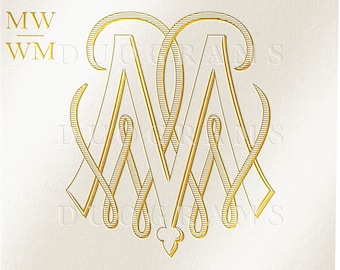 Wedding Monogram Logo Design MW WM Monogram Wreath SVG - Etsy