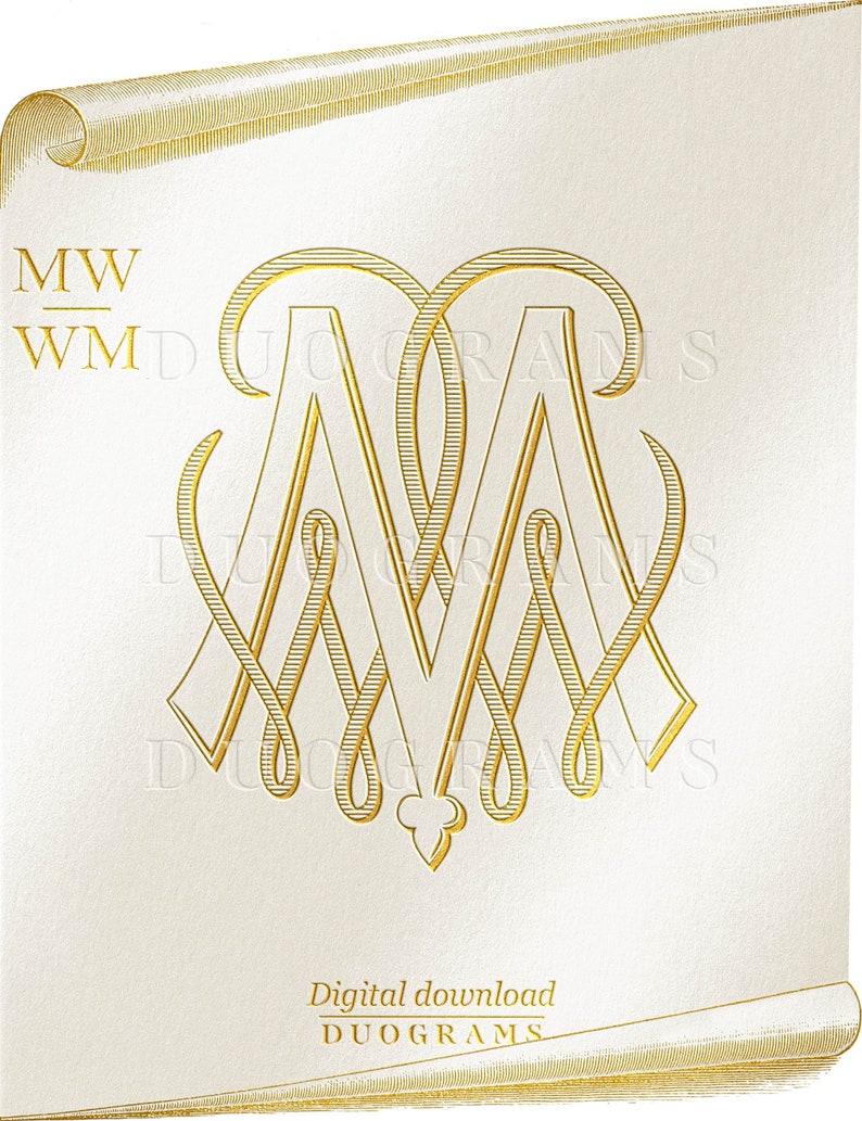 MW WM Wedding Logo Design M W Monogram Wreath SVG - Etsy